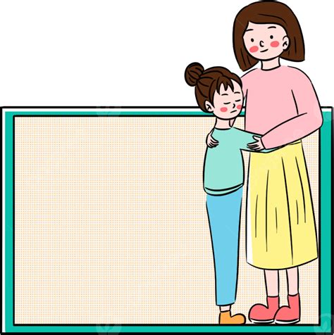 عيد الأم جديدة وبسيطة الكرتون الأم وابنتها عطلة الحدود الأم وابنتها