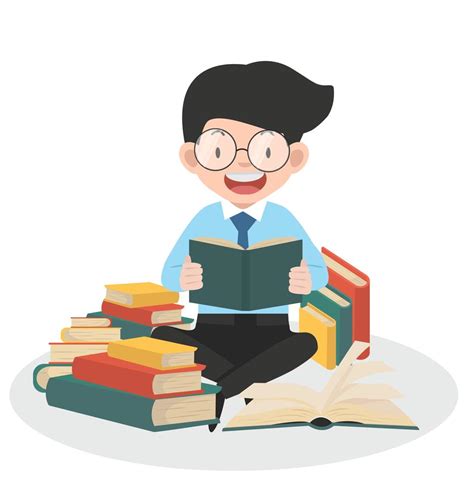 Business Man Reading Stacks Of Books 673410 Vector Art At Vecteezy