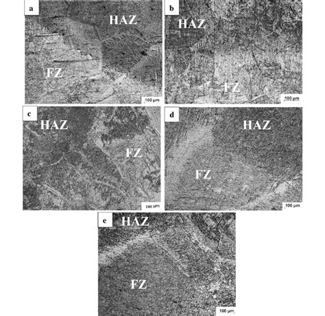 Optical Micrographs Of The Welds Microstructure At Different Welding