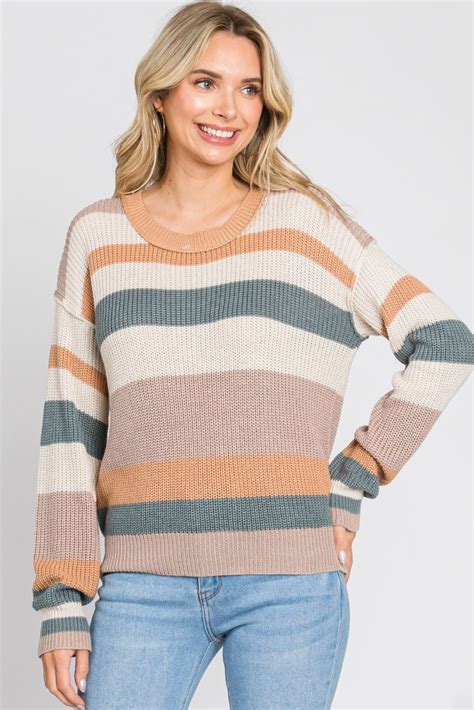 Multi Color Striped Sweater Pinkblush