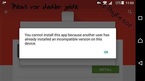[solved] you cannot install this app because another user has already