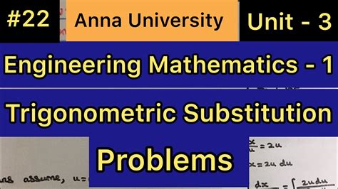 Engineering Mathematics 1 22 Trigonometric Substitution Tamil