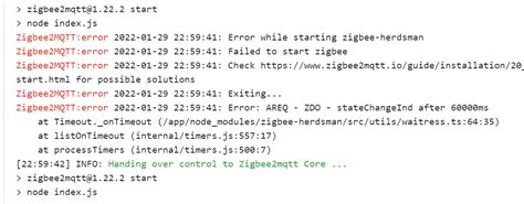 cant open zigbee to mqtt becuase 21 11 02 21 33 29 error mainthread