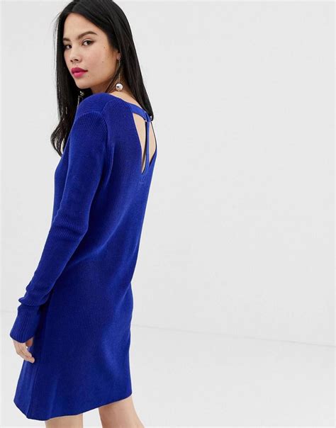 Asos Design Sweater Dress With Ring Back Detail Asos