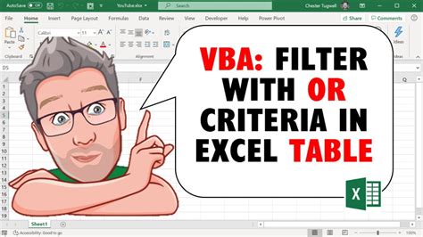 excel vba code to filter with or criteria in an excel table youtube