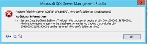sql server log shipping restore fail the log is too