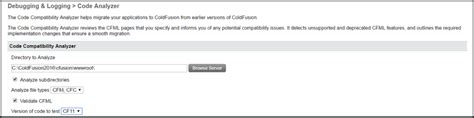 debugging and logging code analyzer coldfusion tuning guide