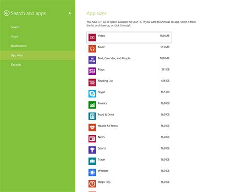 how to create a shortcut to open the app sizes page in