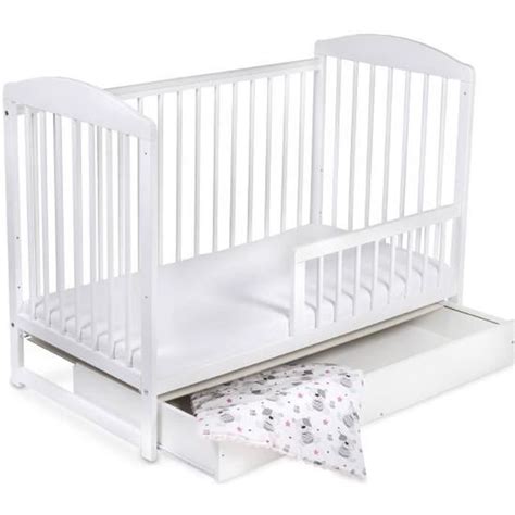 Lit Pour Bébé à Barreaux évolutif Tomi 15 Avec Matelas Blanc