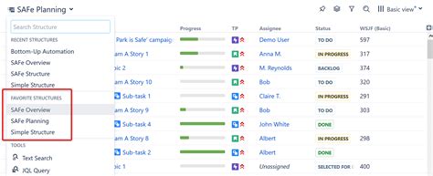 favorite structures structure for jira alm works knowledge base