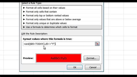 countdown days in excel with conditional formatting