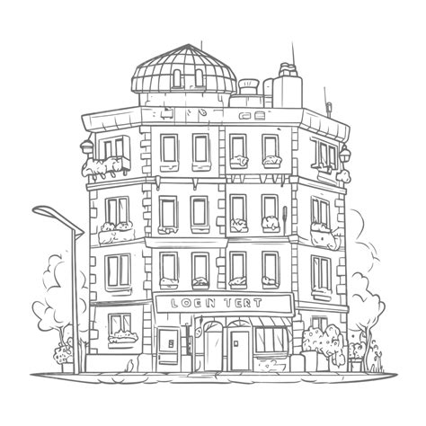 Immobilier Immeuble Dappartements Coloriage Croquis Conception Contour