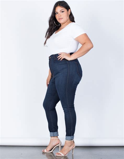 Plus Size High Waisted Skinny Jeans 2020ave