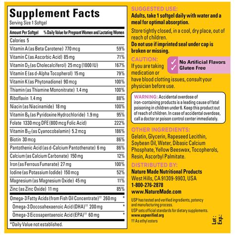 Buy Nature Made Prenatal Multi Dha ، 200 Mg 150 Softgels ، فيتامينات