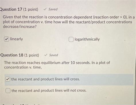Solved Question 17 1 Point Saved Given That The Reaction