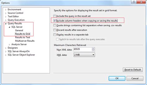 sql server export query results to excel with column names