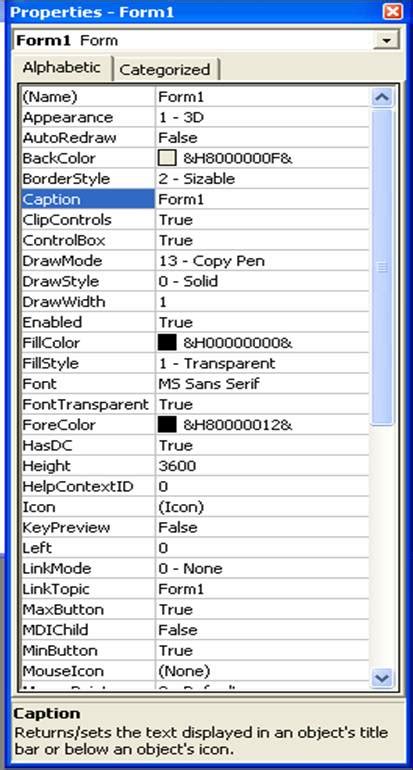 visual basic 6 0 tutorials code and project for beginners properties