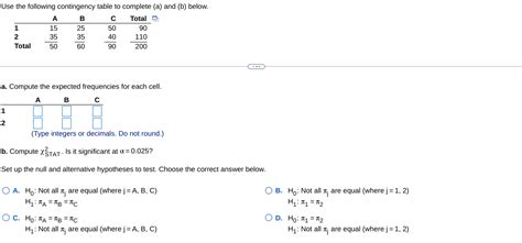 Solved Use The Following Contingency Table To Complete A