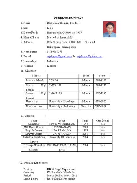 raja bonar silalahi s cv payroll employment