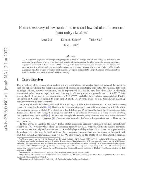 Pdf Robust Recovery Of Low Rank Matrices And Low Tubal Rank Tensors