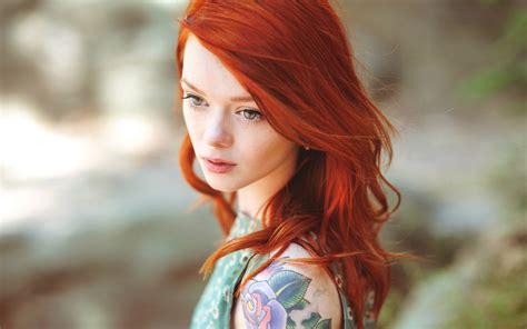Wallpaper Face Women Redhead Model Long Hair Pornstar Tattoo