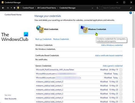 how to clear all credentials from credential manager in windows 10