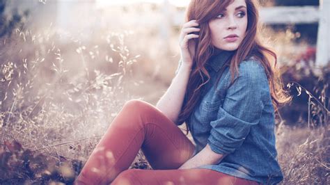 Wallpaper Women Outdoors Redhead Model Looking Away Long Hair
