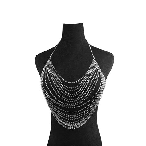 Sexy Rhinestone Body Bra Chain Multi Layer Summer Beach Bikini Jewelry