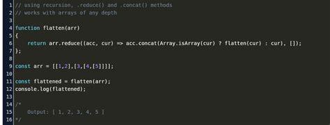 flatten nested array javascript code example