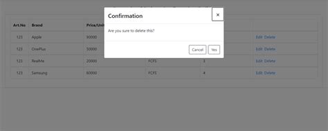delete confirmation dialog pop up in angular using