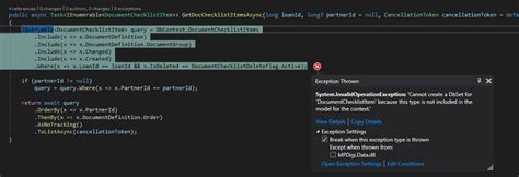 cannot create a dbset for documentchecklistitem because this