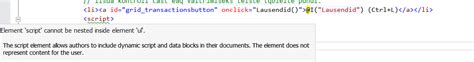 javascript why element script cannot nested inside element ul error