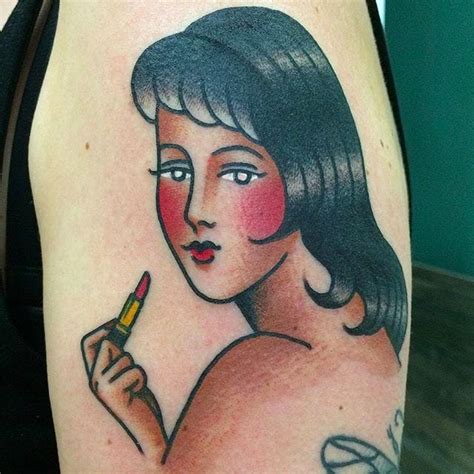 Tattoo Uploaded By Minerva • Lipstick Girl Tattoo By La Dolores