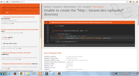 php laravel file uploading issues using a virtual host stack overflow