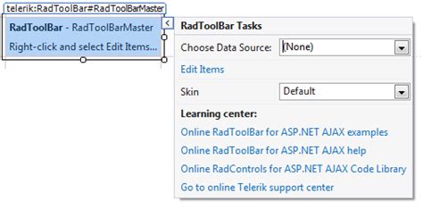 telerik web forms getting started overview radtoolbar telerik ui