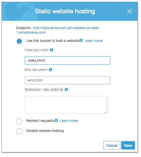 creating a subdomain redirect using aws s3 and rules