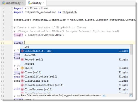 how to use python with a com library like watch watch