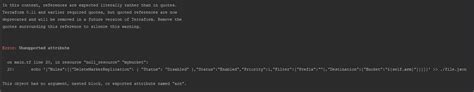 terraform this object has no argument nested block or exported