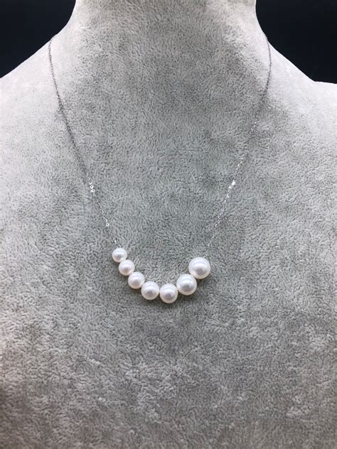 White Freshwater Pearl Necklace 18k Gold Pearl Necklace Gold Etsy