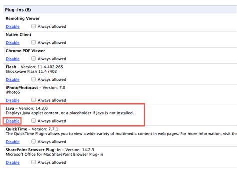 how to disable java on chrome
