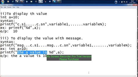 c language lesson 2 part i input and output functions in c youtube