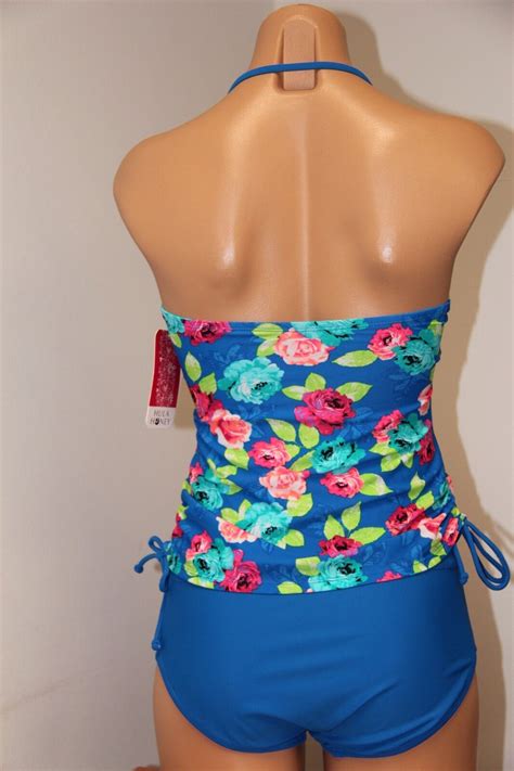 Nwt Hula Honey Swimsuit Bikini One 1pc Sz S Bandeau Halter Strap Multi