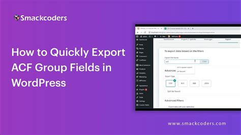 how to quickly export acf group fields in wordpress youtube