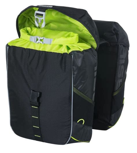 Basil Doppelpacktasche Miles Black Lime 34x16x43cm 34ltr Wasserd