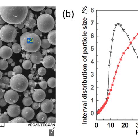 A Sem Morphology And B Particle Size Distribution Of Pure Zn Powder