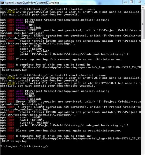 node js i am getting error while installing node modules