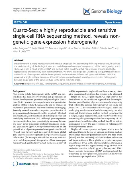 Pdf Quartz Seq A Highly Reproducible And Sensitive Single Cell Rna