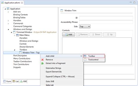 eclipse rap tutorial for beginners e4 workbench application