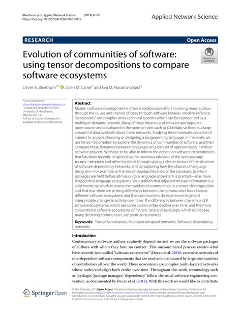 Pdf Evolution Of Communities Of Software Using Tensor Decompositions