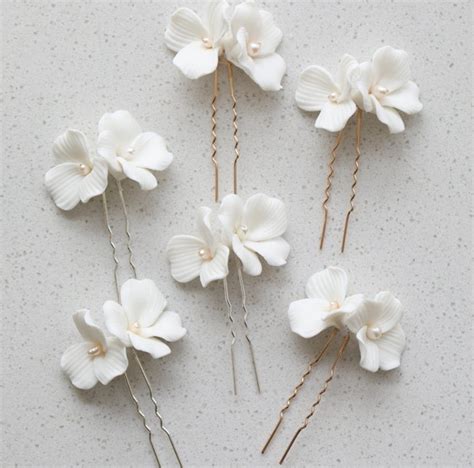 Bridal Wedding Flower Pearl Hair Pin Stick Hair Vines Headpiece Bridal